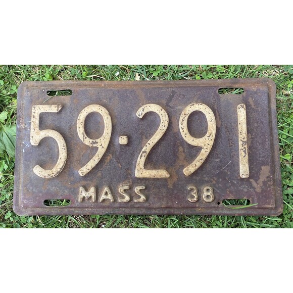 Accents | 1938 Original Vintage Massachusetts Mass License Plate 59291 ...